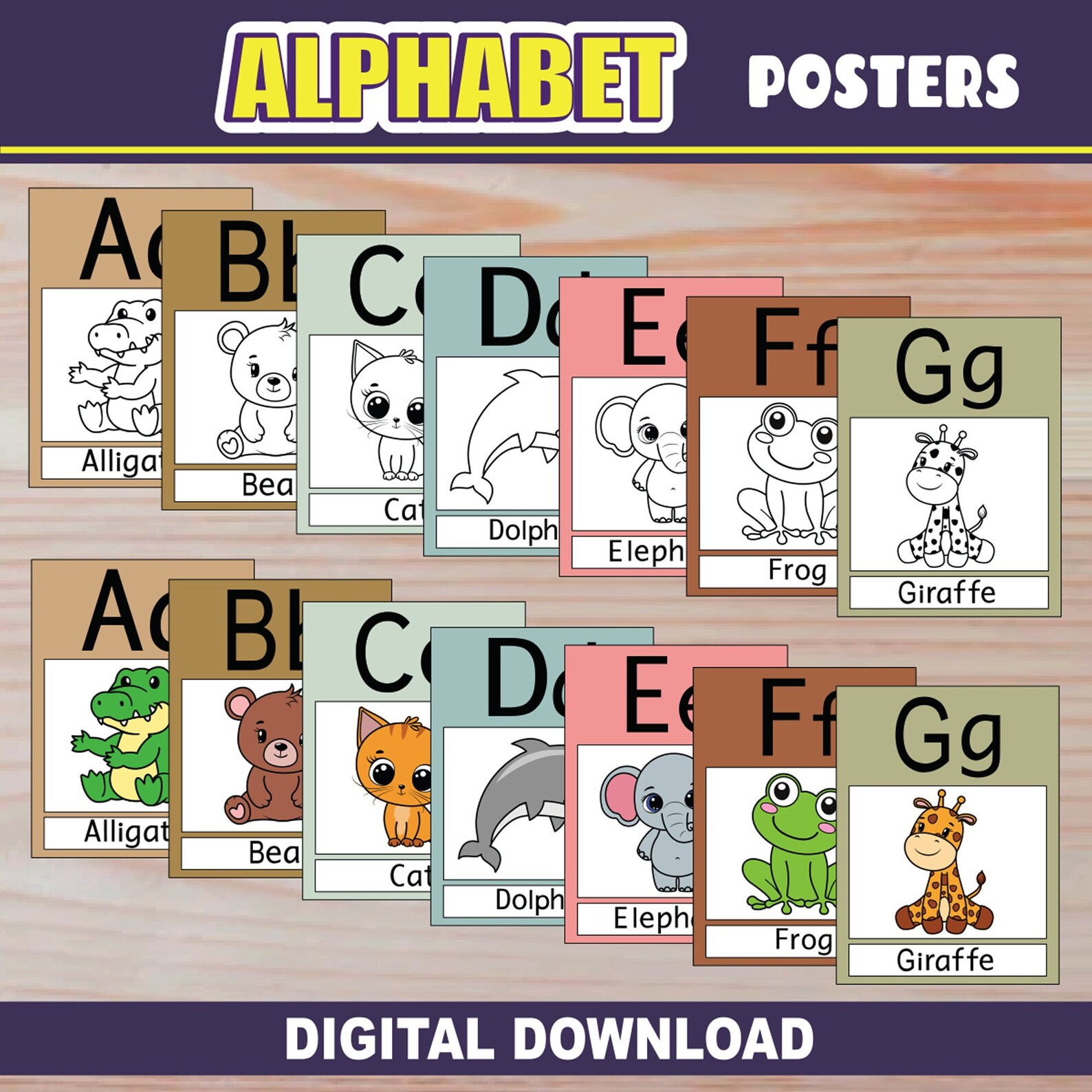 Alphabet Posters PRINTABLE EARTHY Colors Classroom Decor - Etsy