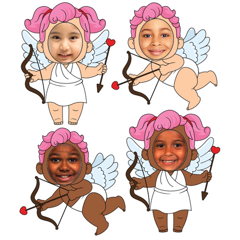 Valentine's Day Cupid Add Your Own Photo Picture | PNG Cupid Boy & Girl ...