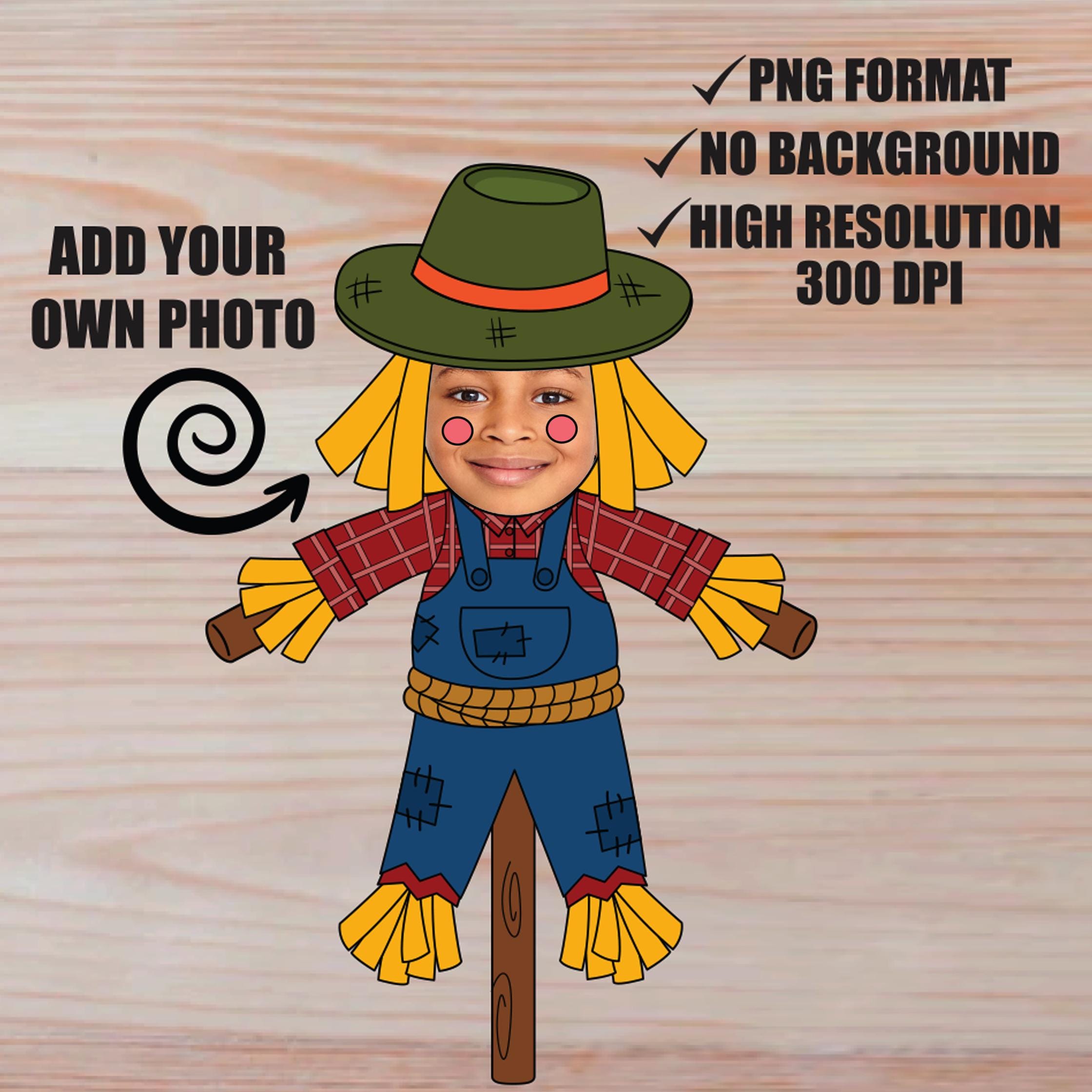 Fall Scarecrows Add Your Own Photo Picture BUNDLE | PNG Scarecrows ...