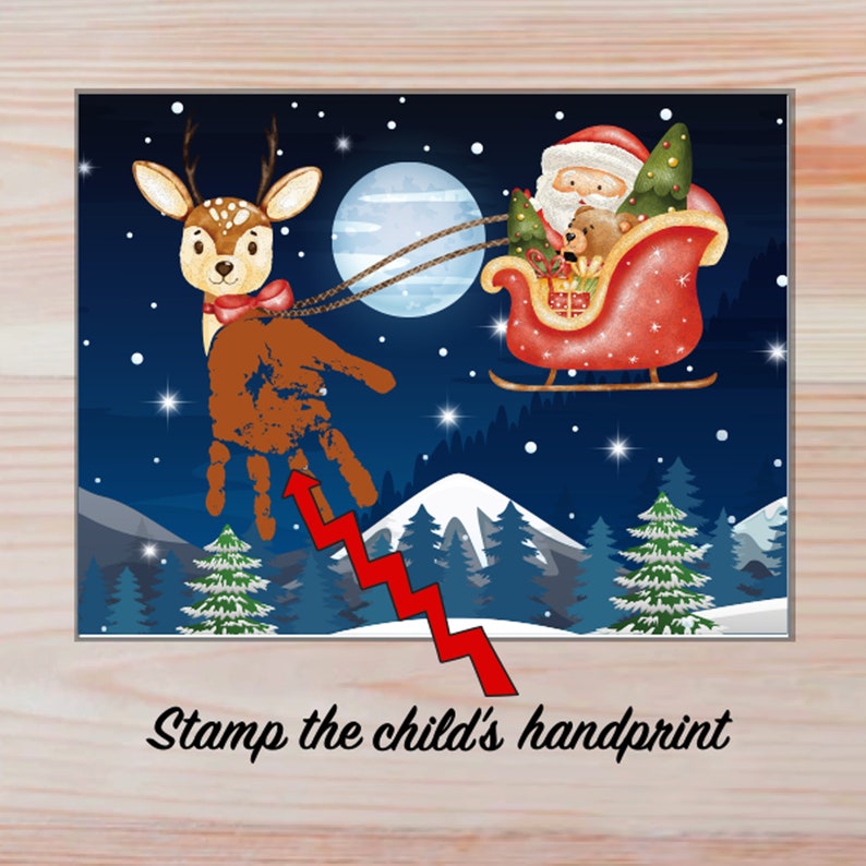 Christmas Handprint Art | Santa Sleigh Keepsake Gift (digital Download ...