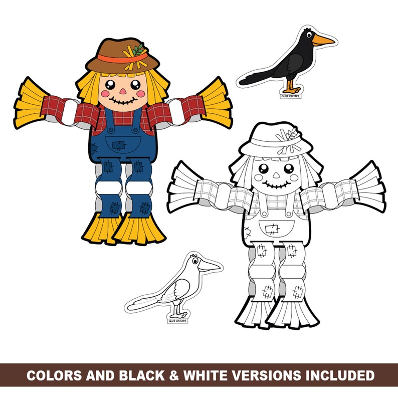 Scarecrow Paper Chain Craft | Build-a-scarecrow Fall Autumn Crafts DIY ...