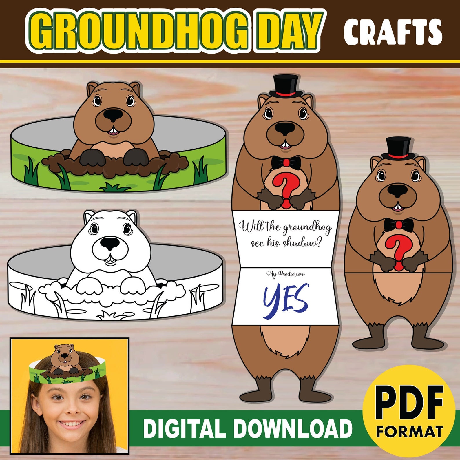 Groundhog Day PRINTABLE Activities and Craft for Kids Groundhog Paper ...