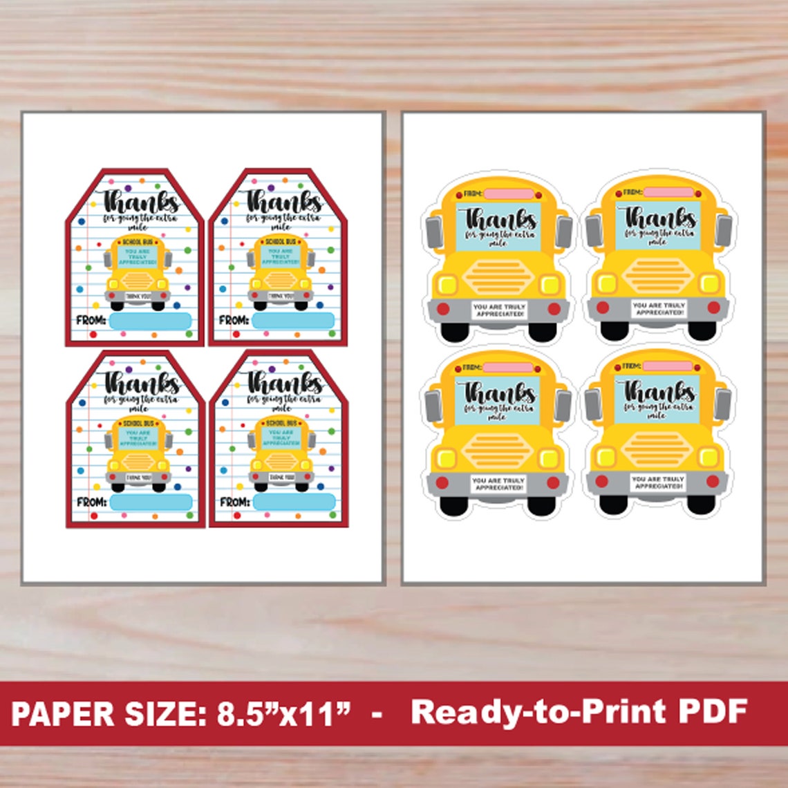 Bus Driver Appreciation Gift Tags | Thanks for Going the Extra Mile ...