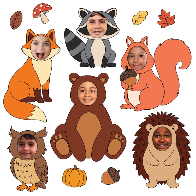 Woodland Animals Add Your Own Photo BUNDLE | PNG Fall Autumn Clipart ...