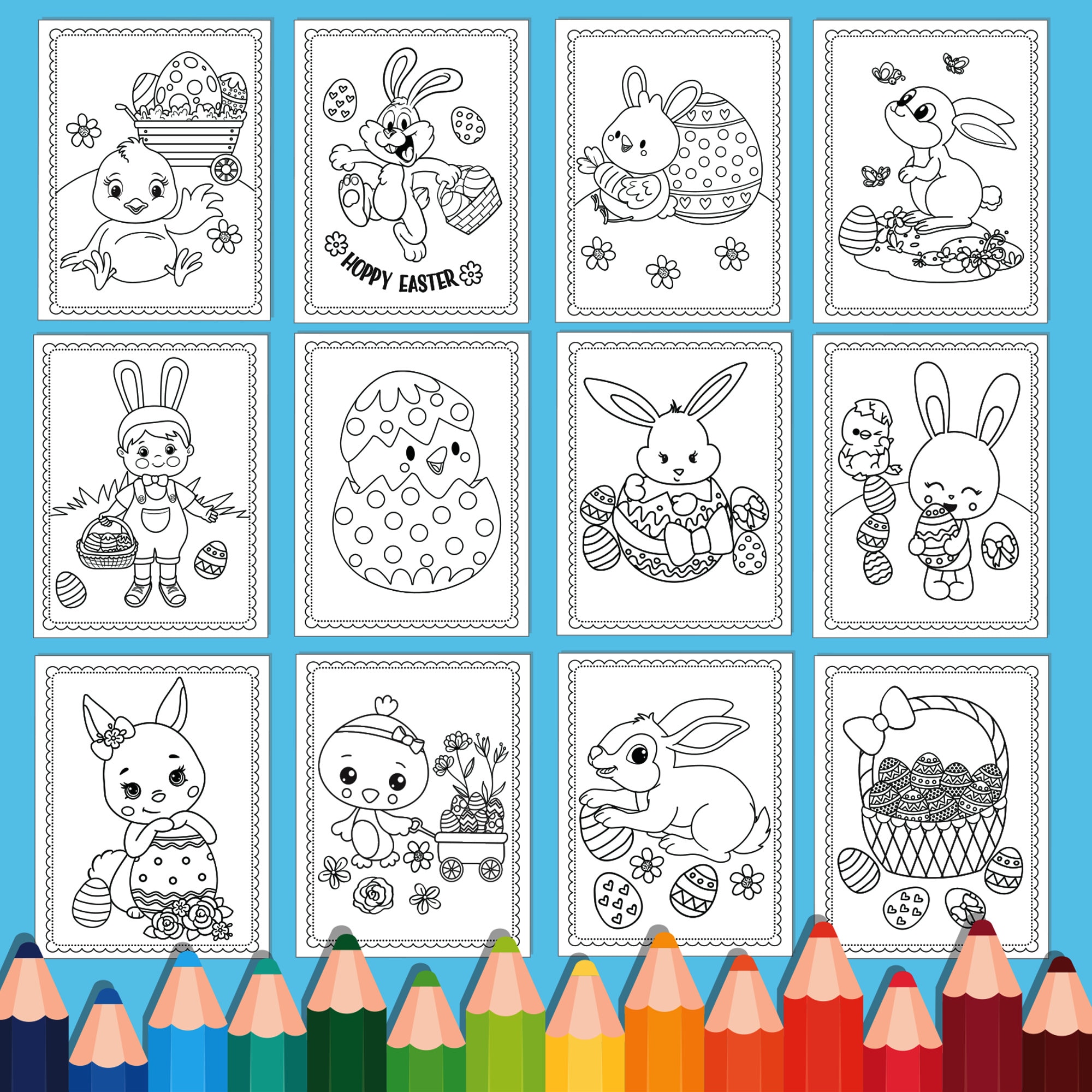 Easter Coloring Pages for Kids | 12 Unique Pages | Printable Easter ...