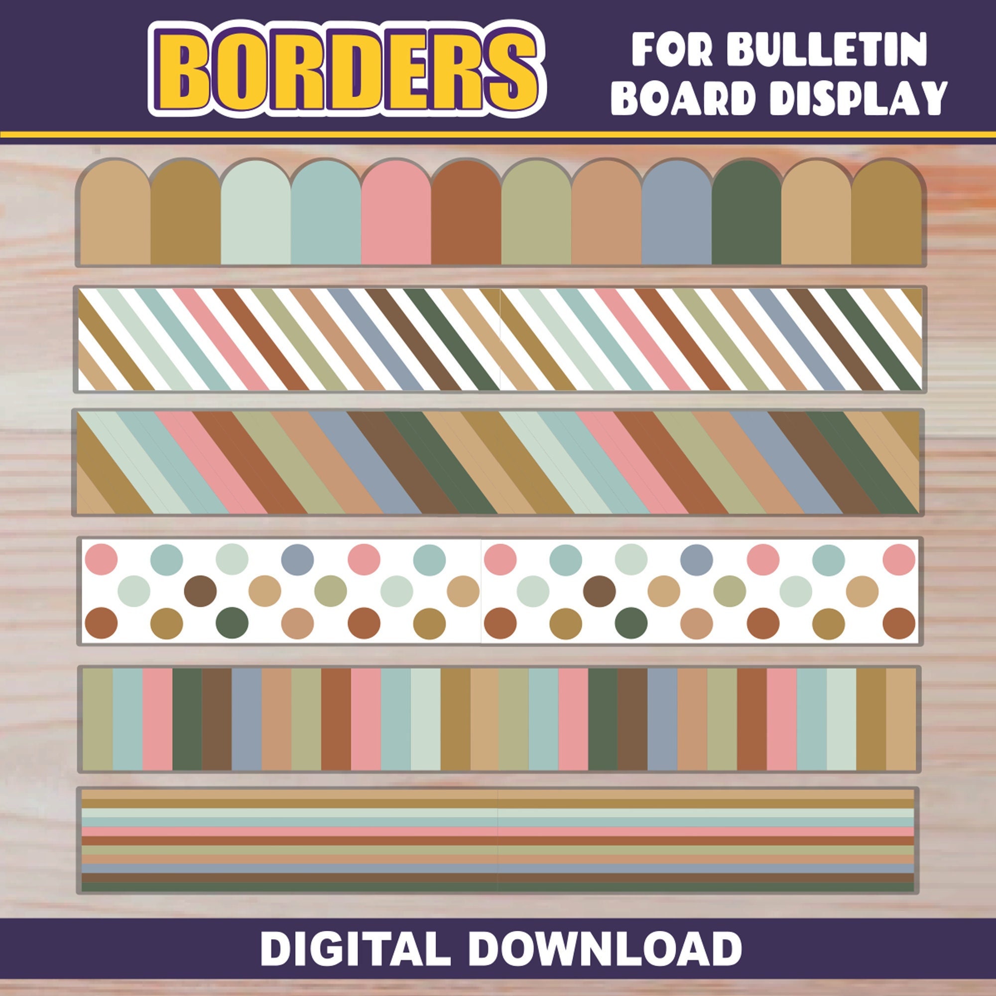 Borders for Bulletin Board | PRINTABLE | Classroom Decor | 6 Designs in ...