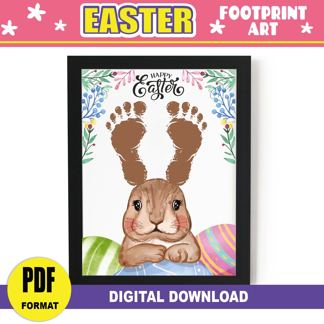 Easter Footprint Art | PRINTABLE Easter Bunny Ears Handprint Footprint ...