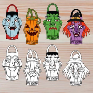 Halloween Monster Lantern Crafts BUNDLE | Witch, Vampire, Frankie, Jack ...
