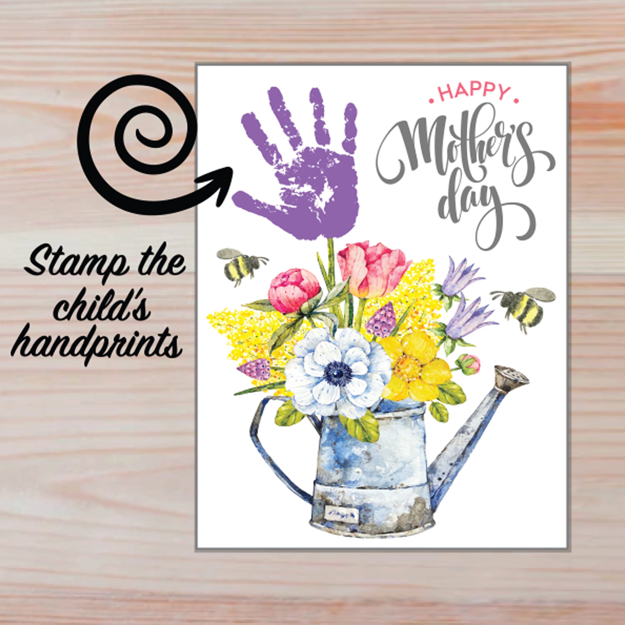 Mother's Day Handprint Art | Flowers & Bees Handprint PRINTABLE Crafts ...