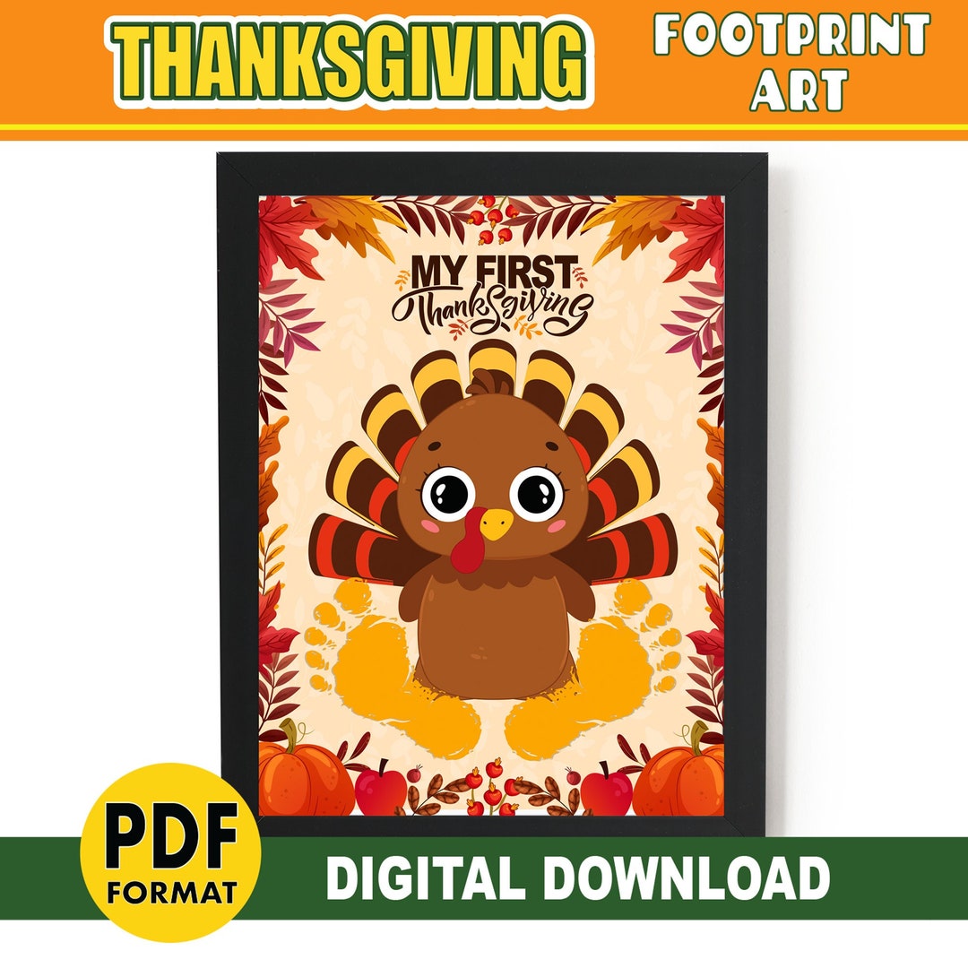 My FIRST Thanksgiving Footprint Art | Turkey Footprints Craft ...
