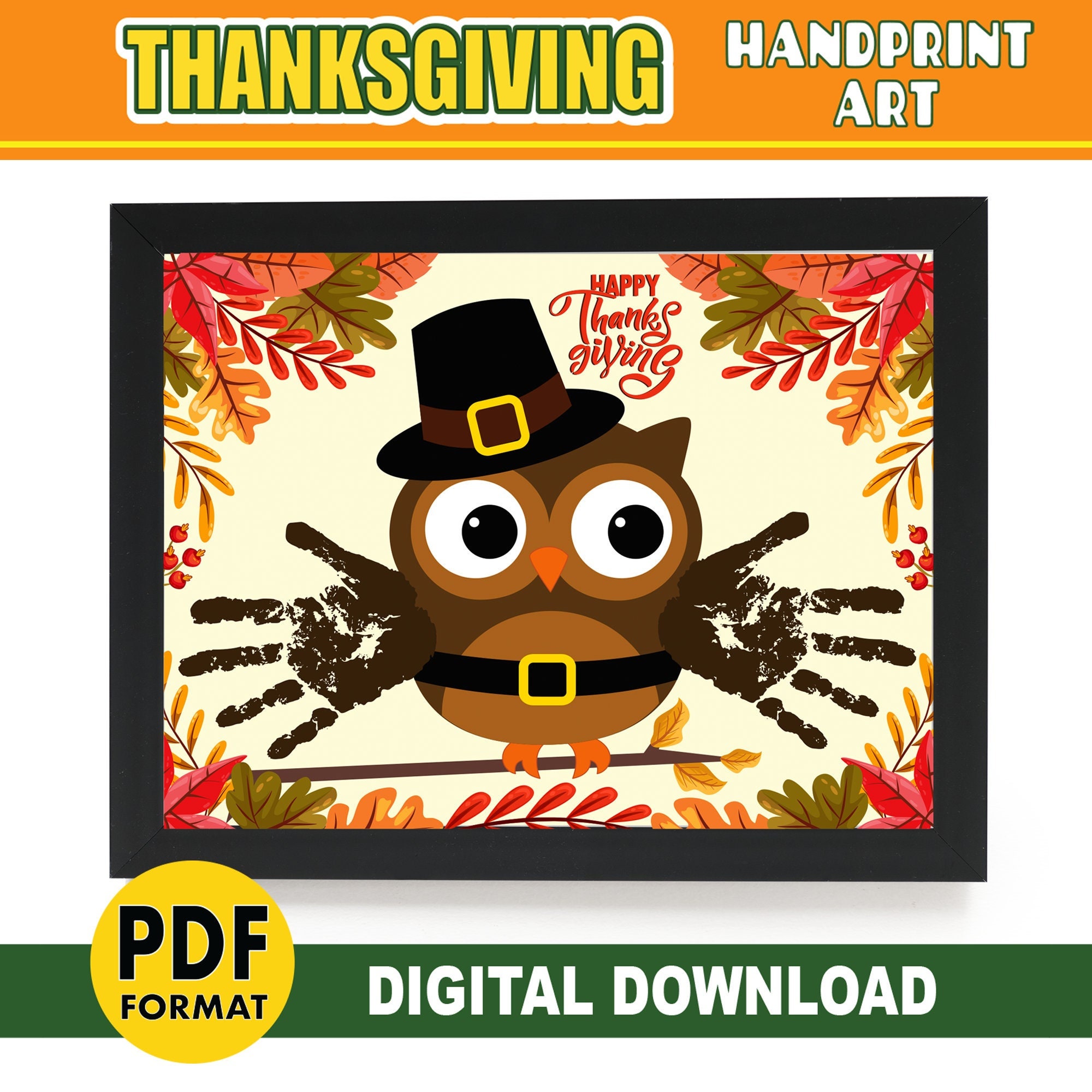 Thanksgiving Handprint Art Owl Handprint Craft Happy - Etsy