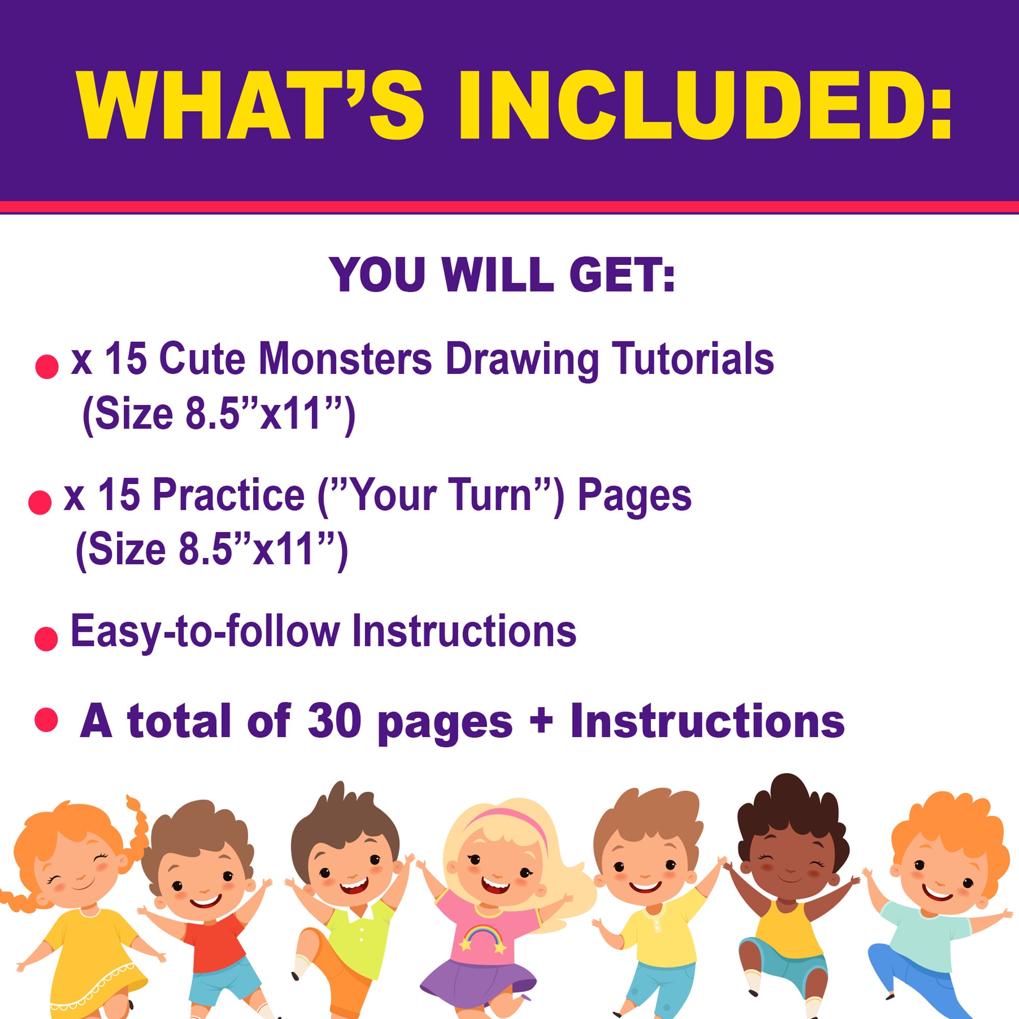 How to Draw Cute Monsters | 15 Monsters | Step-by-step Printable | for ...