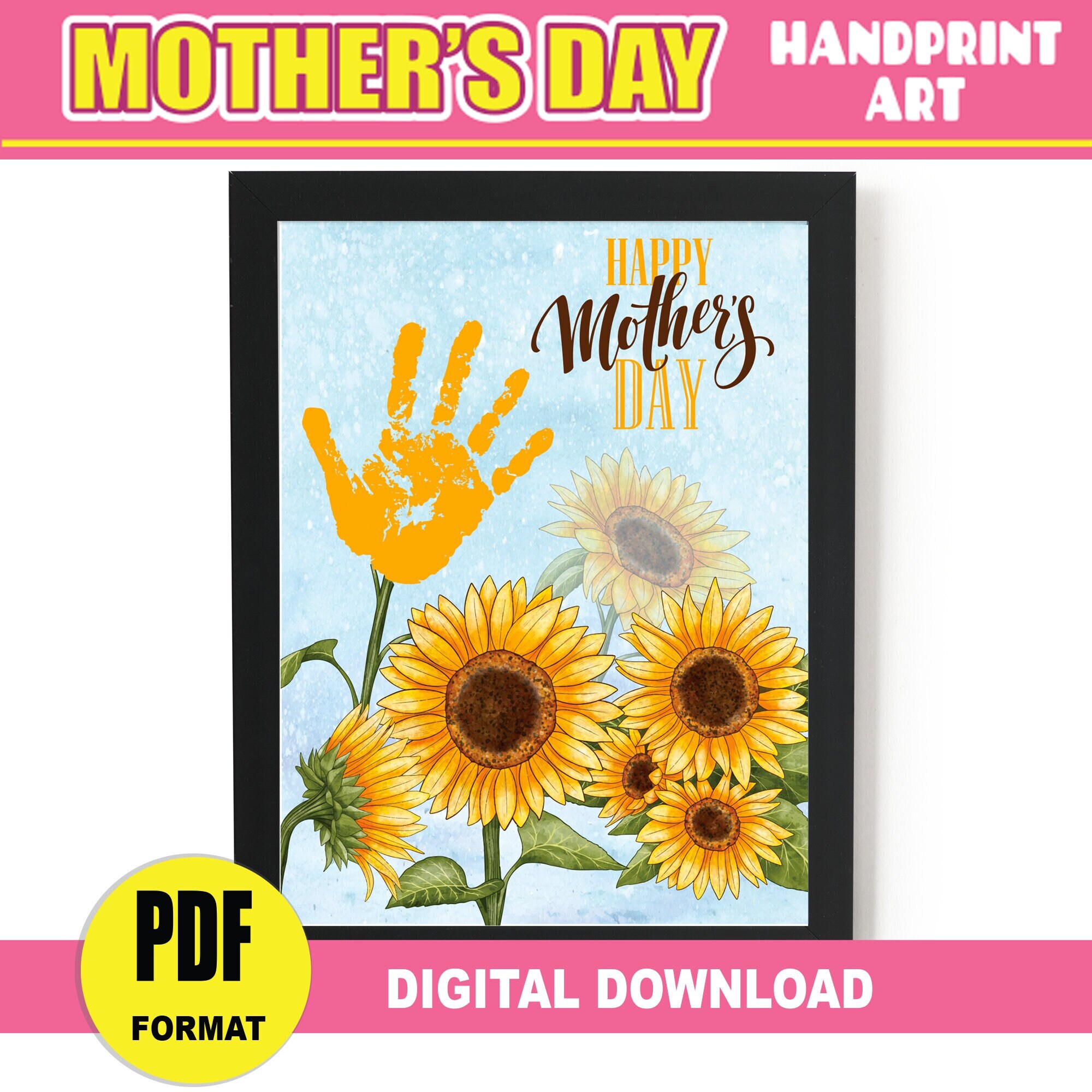 Mother's Day Handprint Art Sunflowers Handprint PRINTABLE Crafts ...