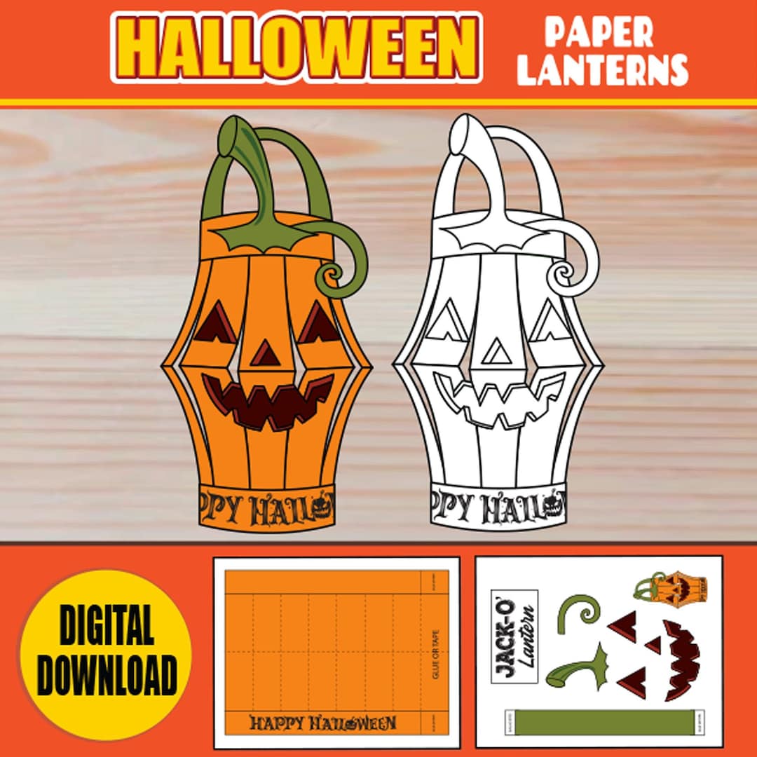 Jack-o-lantern Paper Lantern Crafts | Halloween Crafts PRINTABLE ...