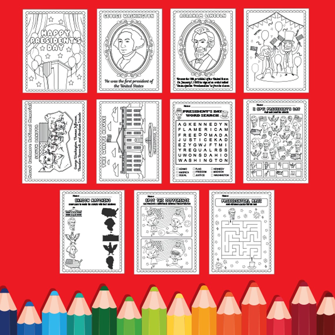 President's Day Activities for Kids PRINTABLE US - Etsy