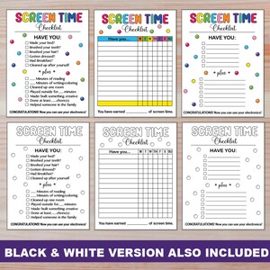 Printable Screen Time Checklist | Screen Time Rules Chore Chart ...