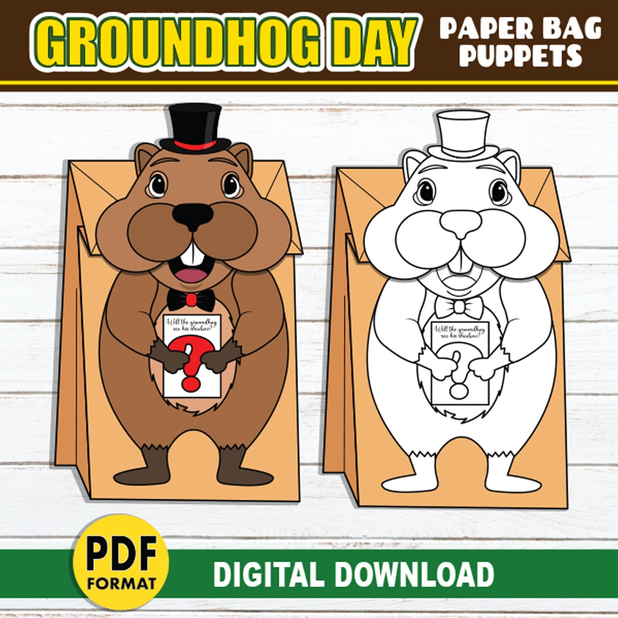 Groundhog Paper Bag Puppet Groundhog Day Activity Craft for Kids ...