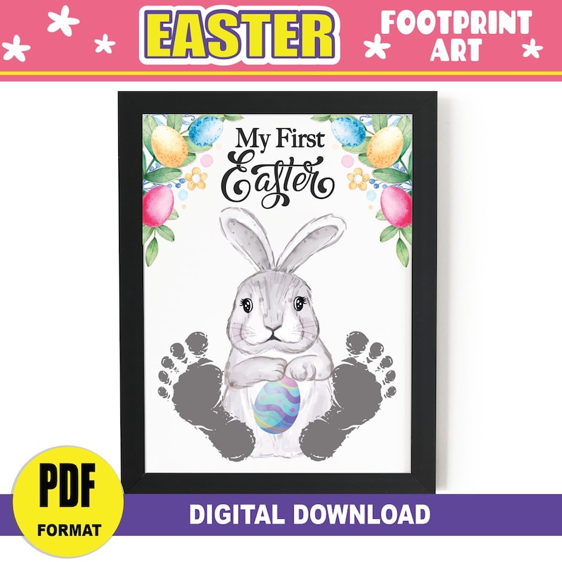 My First Easter Footprint Handprint Art PRINTABLE First Easter Bunny ...