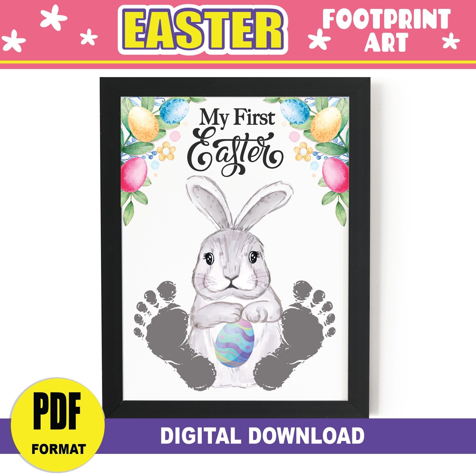 My First Easter Footprint Handprint Art PRINTABLE First Easter Bunny ...
