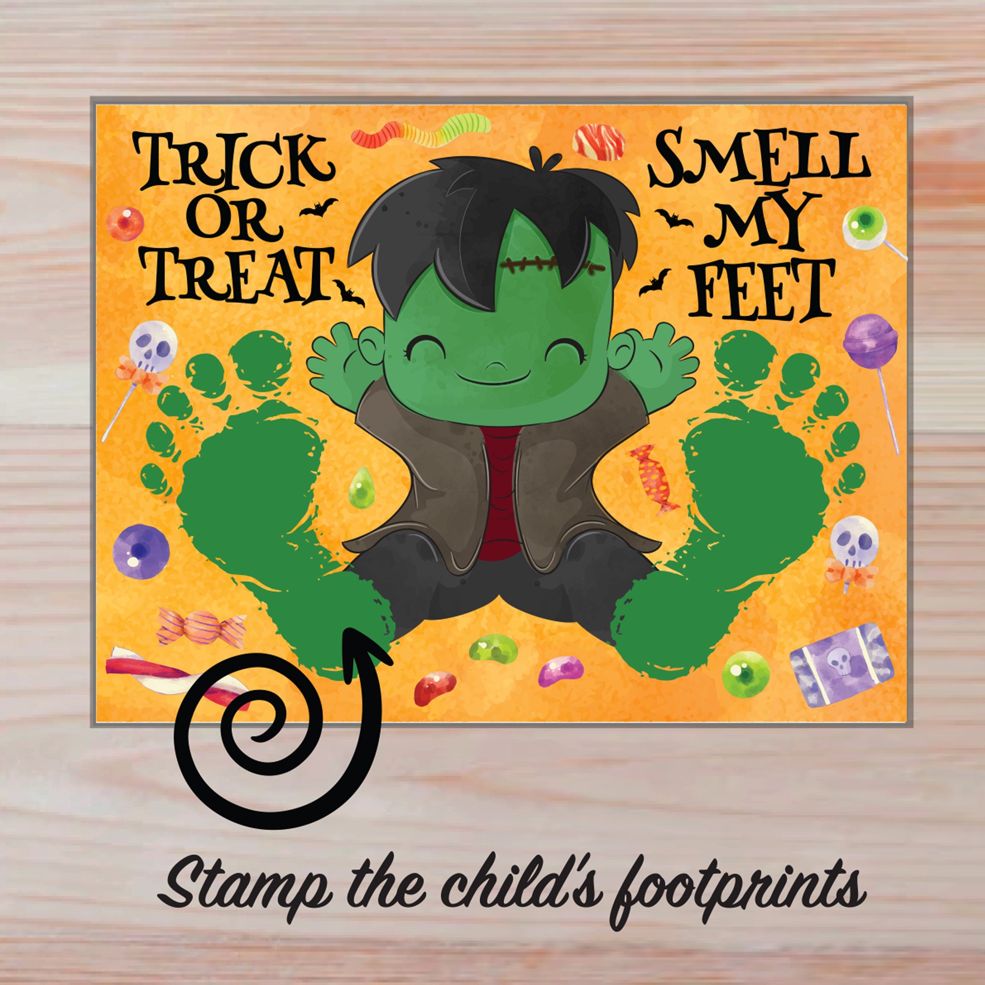 Halloween Handprint & Footprint Art BUNDLE Frankenstein - Etsy
