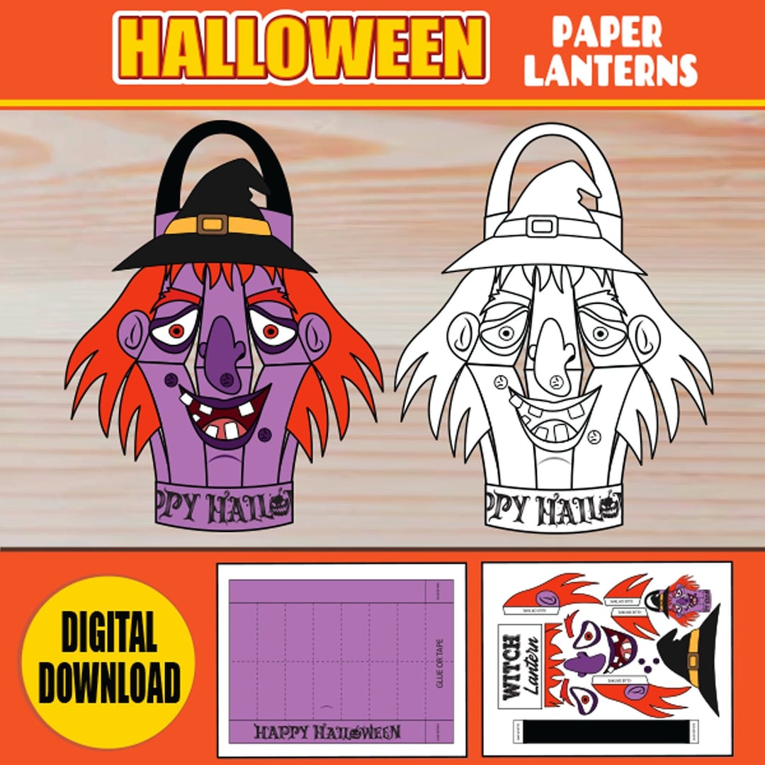 Halloween Monster Lantern Crafts | Witch Crafts PRINTABLE Activity for ...