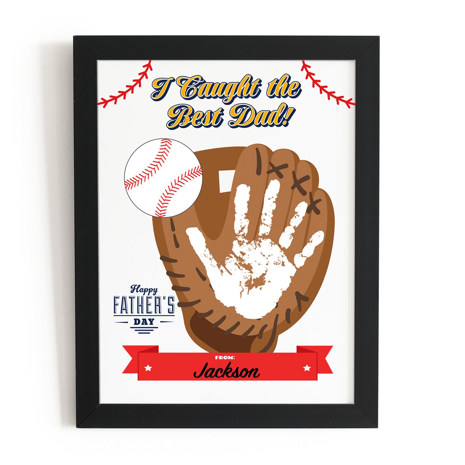 Father's Day Handprint Craft I Caught the Best Dad Handprint Baseball ...