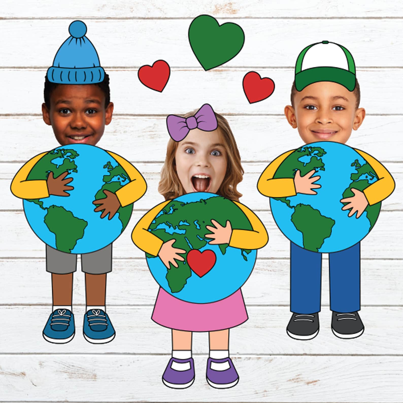 Earth Day Craft for Bulletin Board & Decor | Earth Day Face Photo Craft ...