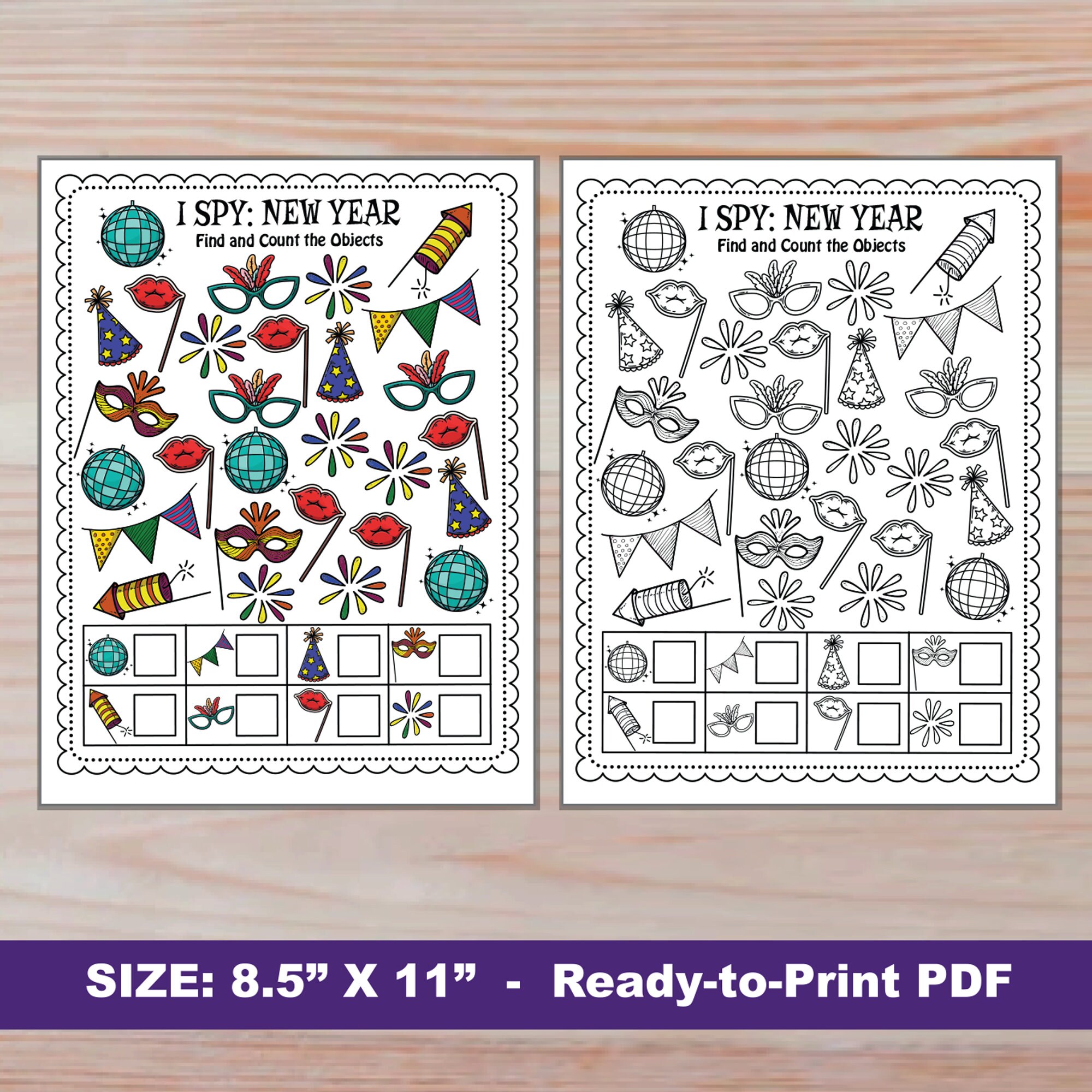 New Years Crafts and Activities I Spy Game Paper Hat Photo Booth Party ...