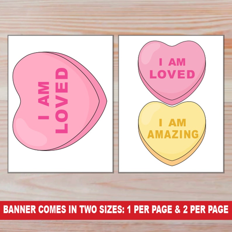 Conversation Hearts PRINTABLE Banner | Candy Sweethearts Positive ...