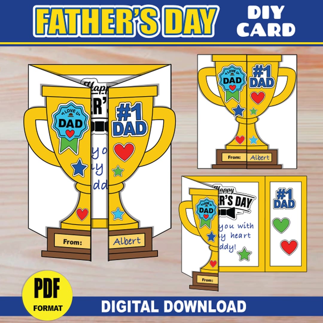 Father's Day Crafts & Activity | Trophy Card for Dad | Coloring Best ...