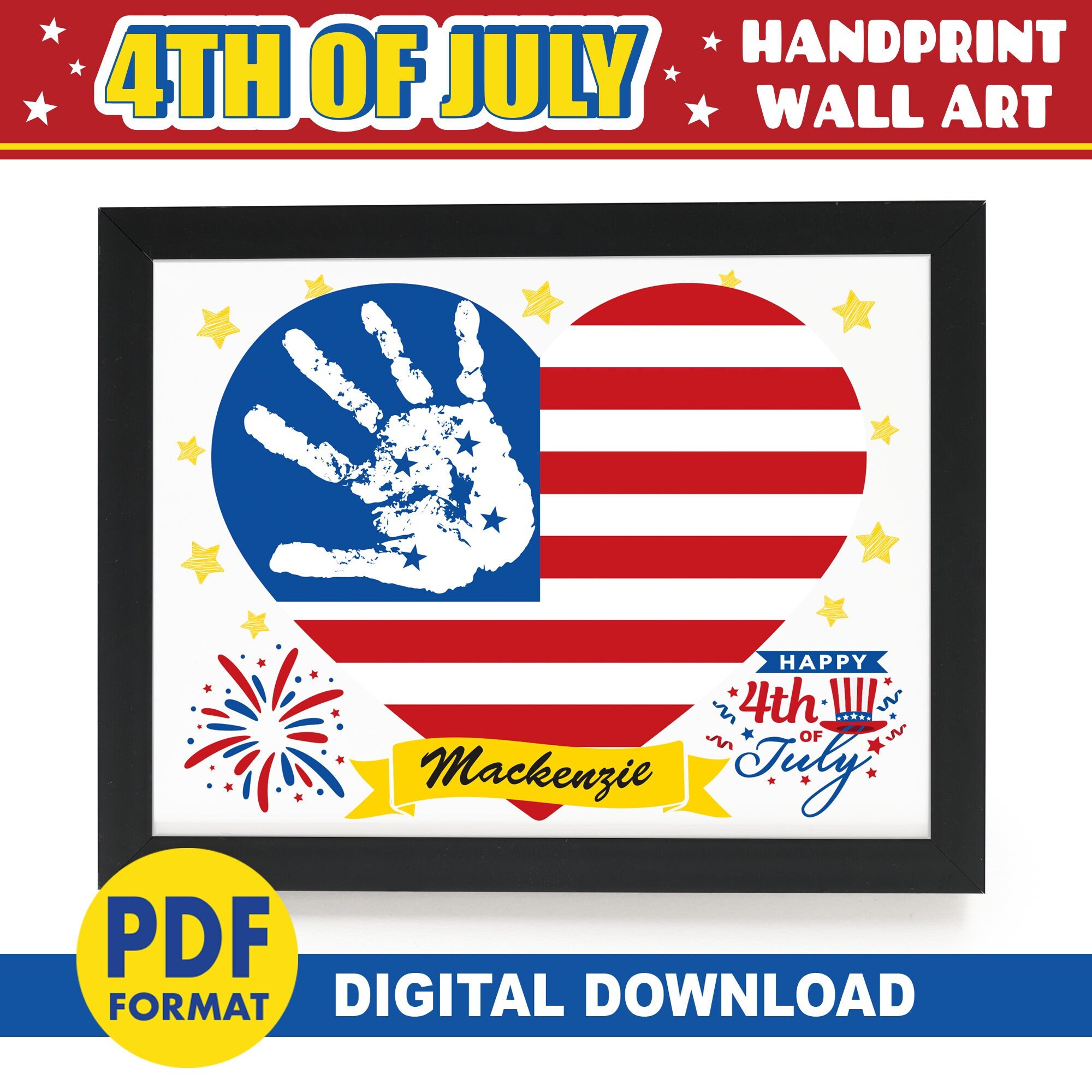 4th of July Handprint Art American Flag USA PRINTABLE - Etsy