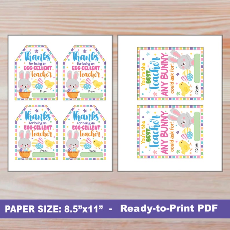 PRINTABLE Easter Gift Tags and Cards for Teacher Egg-cellent Teacher ...