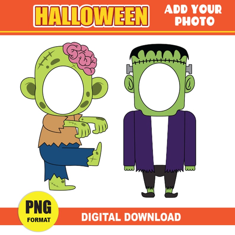 Halloween Add Your Own Photo Picture | PNG Frankie & Zombie Add Photo ...