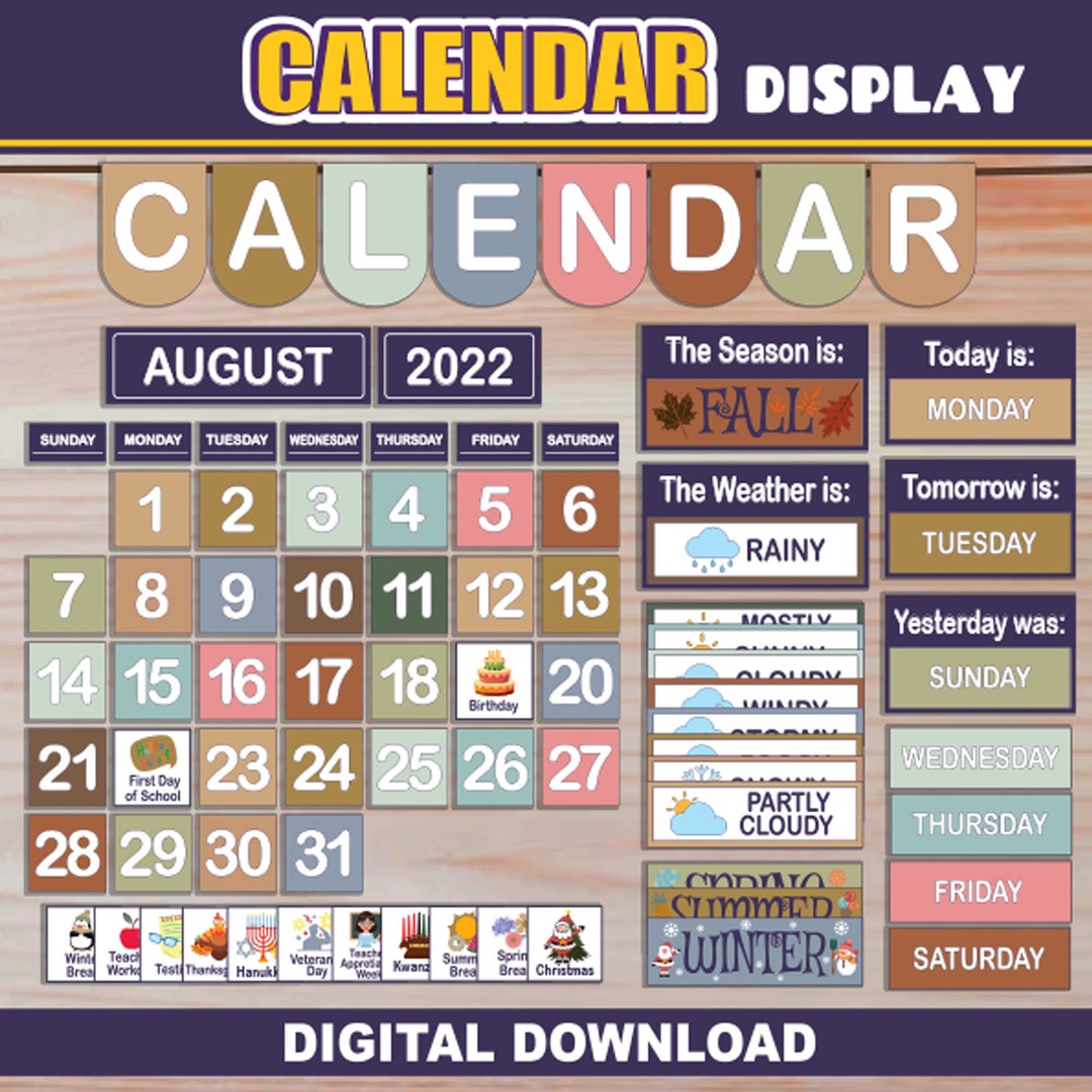 Classroom Calendar Display and Weather Set | PRINTABLE Calendar | Wall ...
