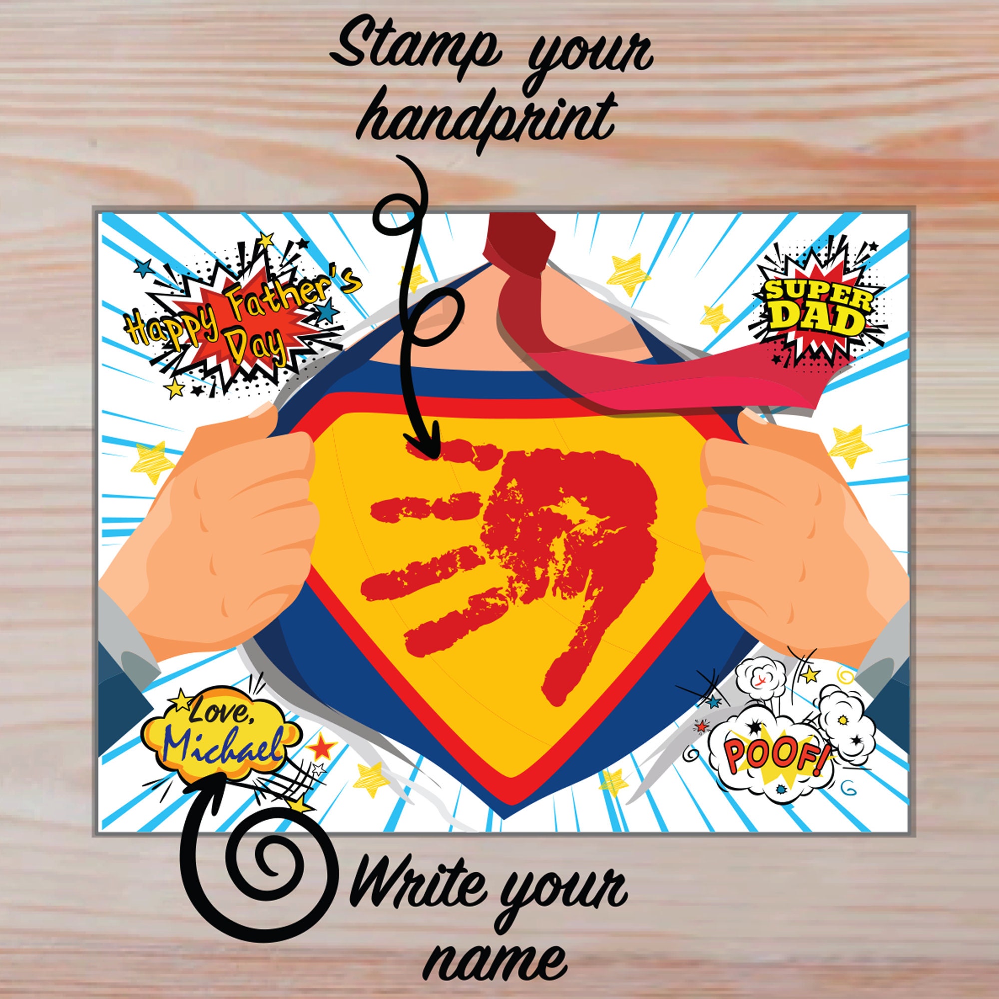 Father's Day Superhero Handprint Craft Super Dad Hero Superhero Dad ...