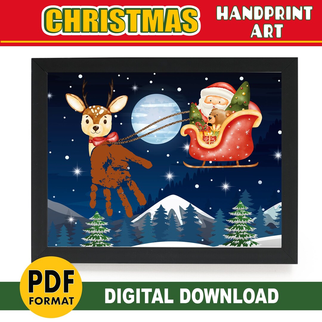 Christmas Handprint Art | Santa Sleigh Handprint Craft | Christmas ...
