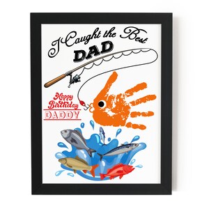 Dad’s Birthday Handprint Art | Fishing | Happy Birthday Gift From Son ...