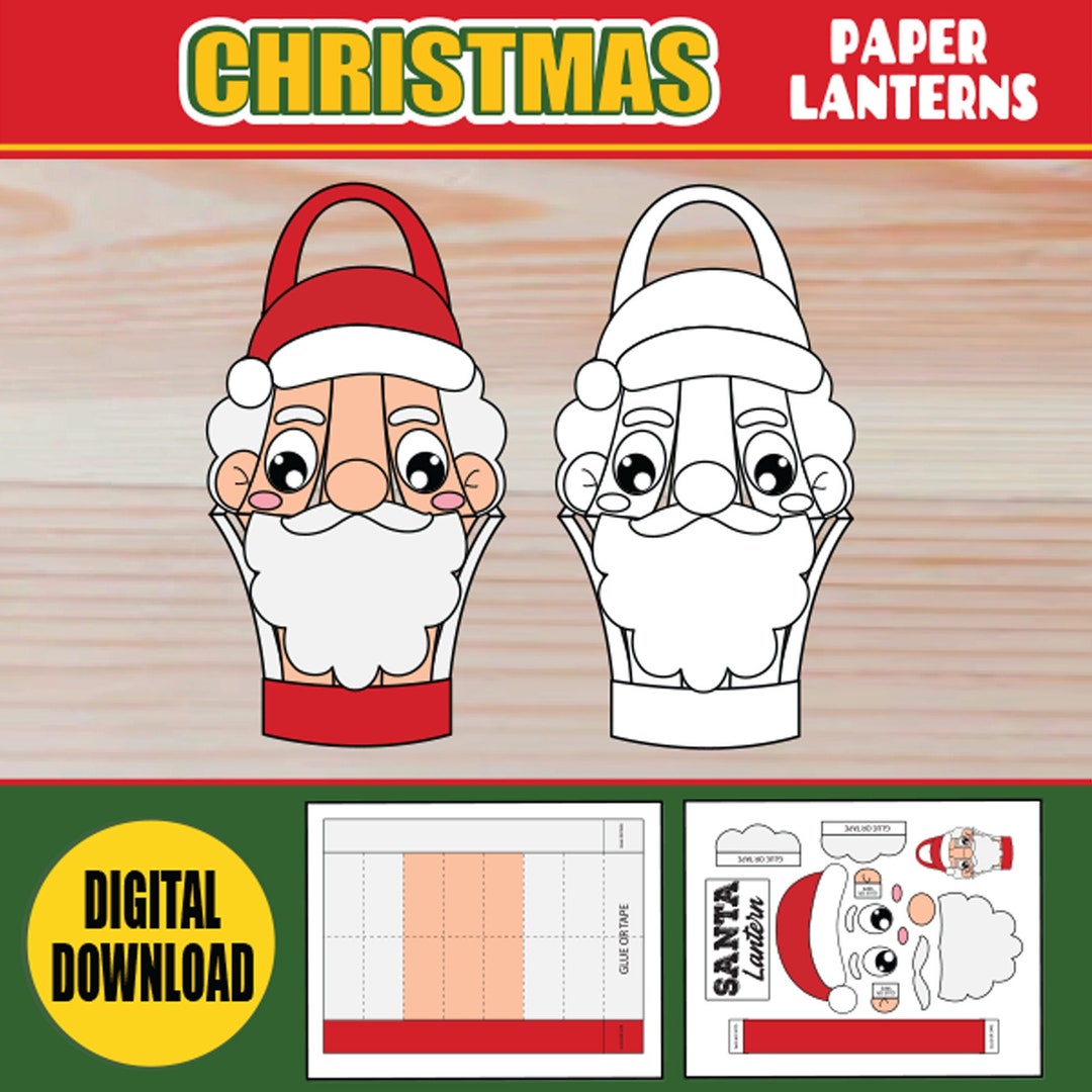 Santa Paper Lantern Crafts | Christmas Crafts PRINTABLE Activity | DIY ...