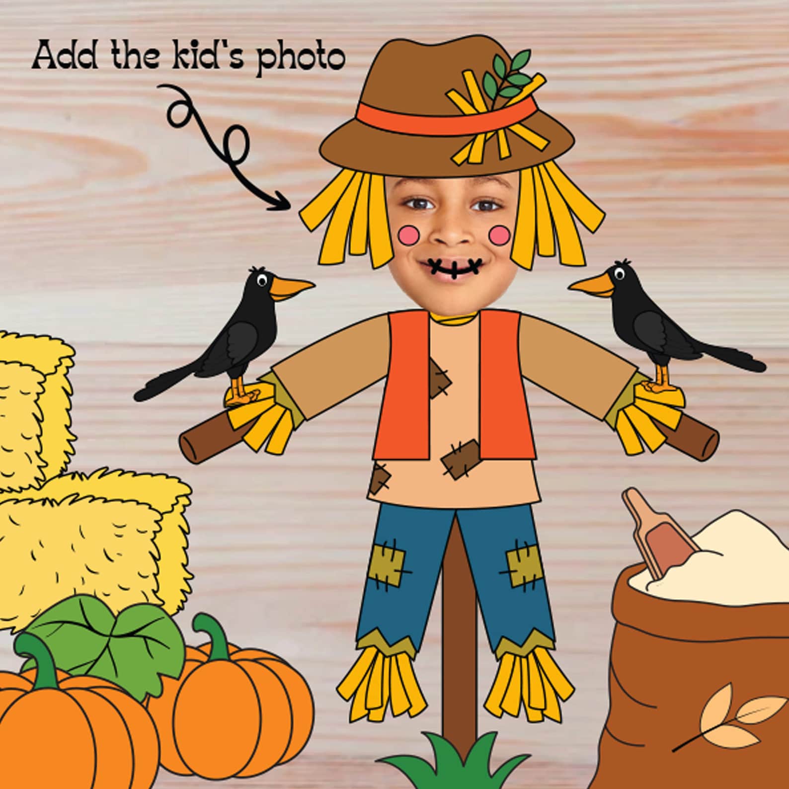 Build-a-scarecrow Face Photo Craft Fall Autumn Craft for Bulletin Board ...