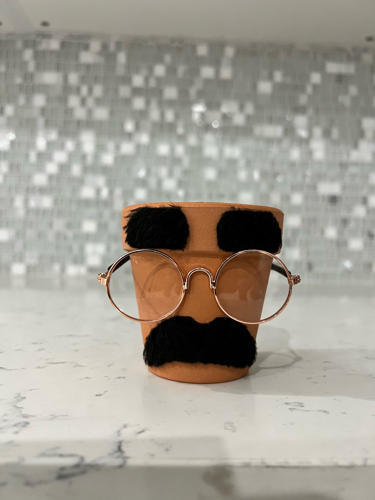 Face Plant Pot - Grandpa Moe With Mustache and Eyebrows. Glasses on ...