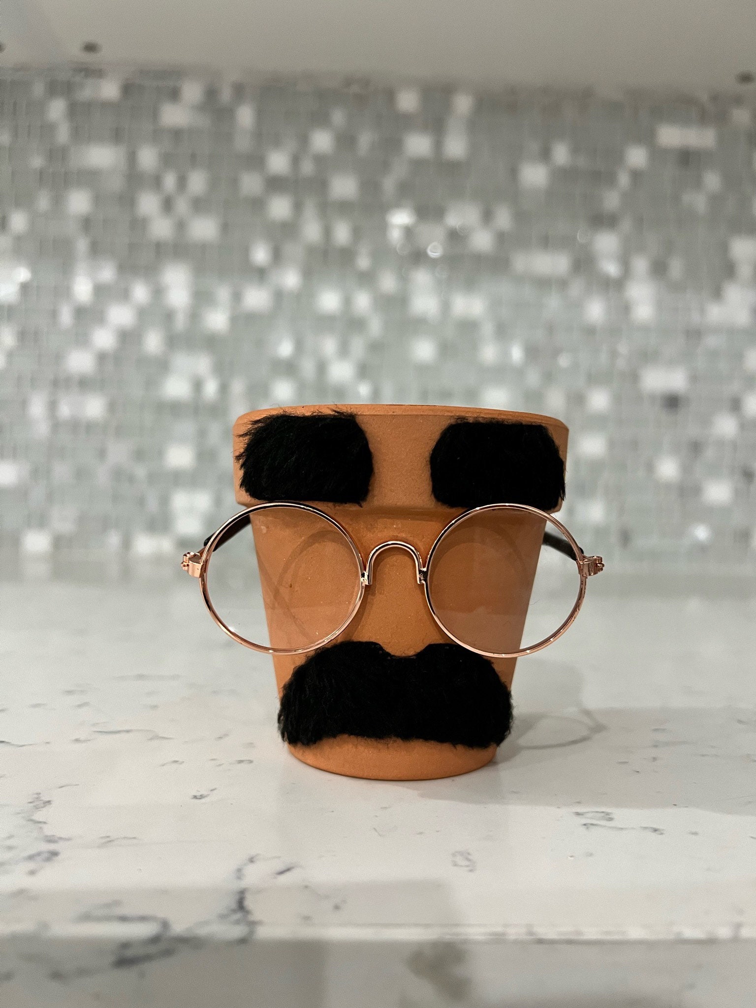 Face Plant Pot - Grandpa Moe With Mustache and Eyebrows. Glasses on ...