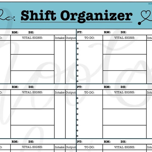 8 Patient CNA Shift Organizer/to-do - Etsy