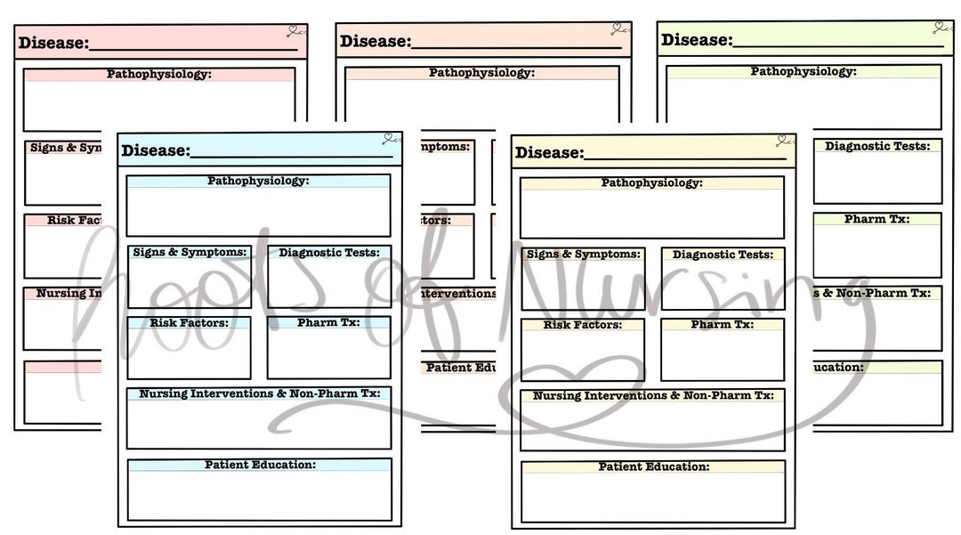 Nursing Disease & Pathophysiology Organizer (all Colors Shown in Photo ...