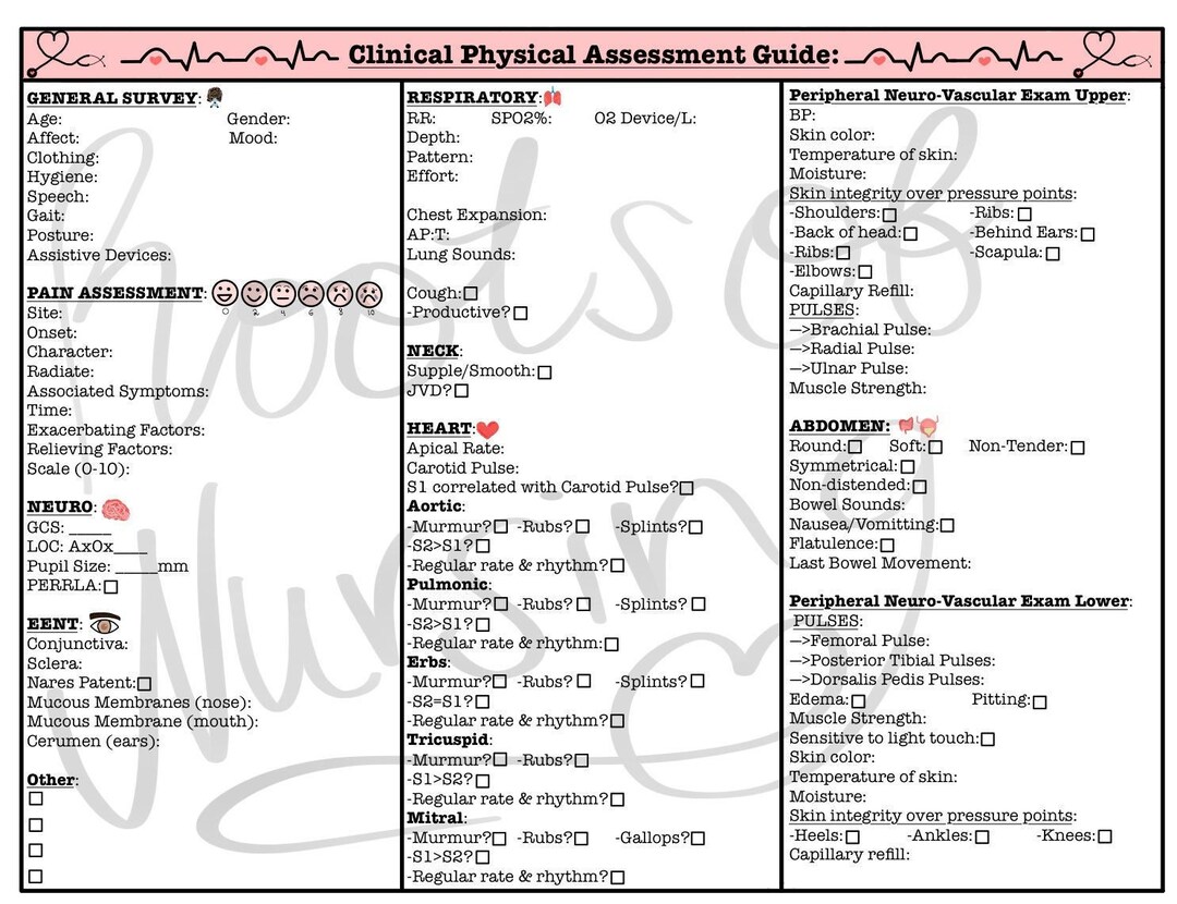 Nursing Student: Clinical Physical Assessment Guide - Etsy