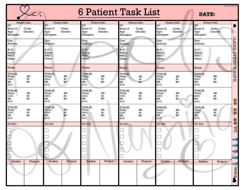CNA 6 Patient Task List - Etsy