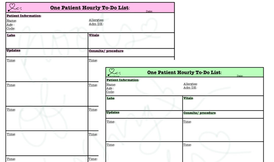 1 Patient RN Report Sheet With To-do List - Etsy