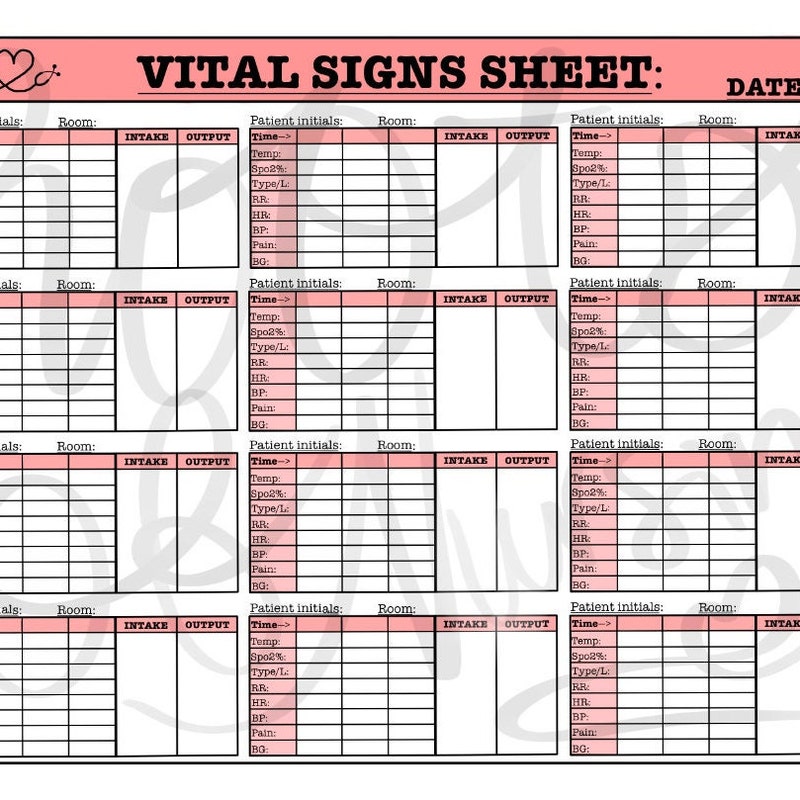 Cna Vital Sign Sheet - Etsy