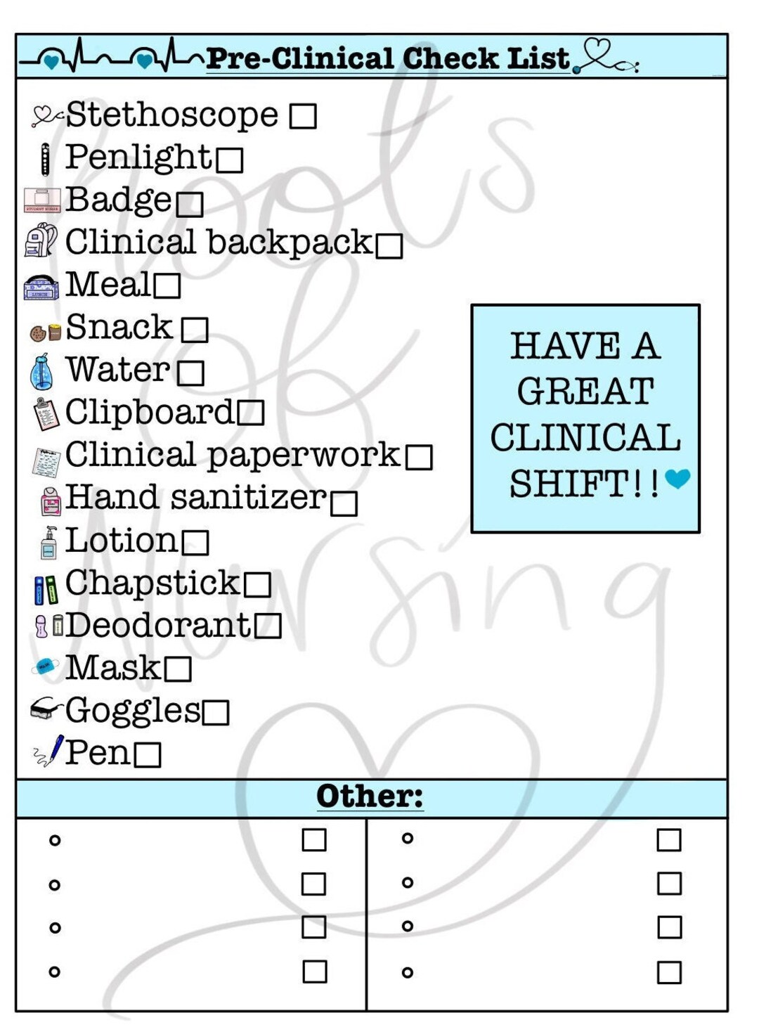 Pre-clinical Check List - Etsy