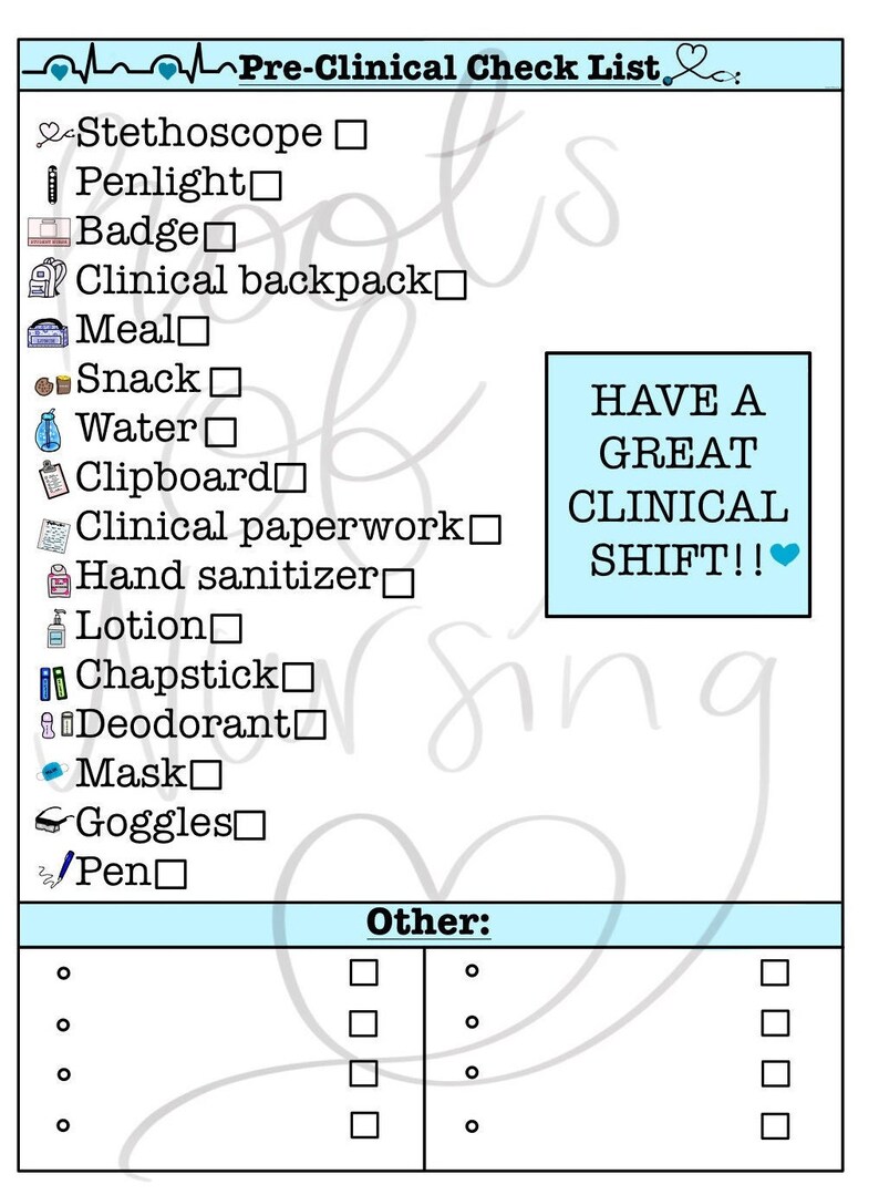 Pre-clinical Check List - Etsy