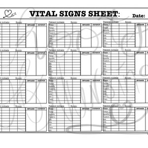 12 Patient Vital Signs Sheet - Etsy